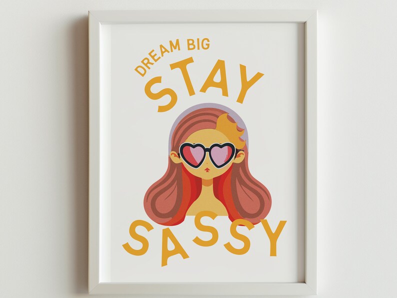 Sassy Cartoon Girl Art Print, Cute Female Illustration With Sunglasses ...
