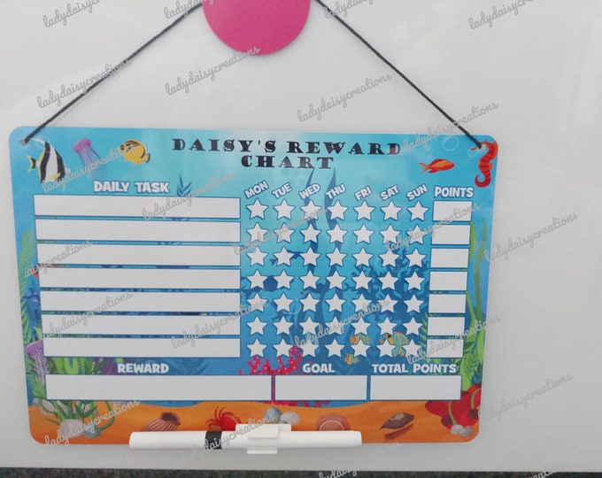 Reward Chart 7 Tasks for One Week / Green Coloured Wipe Clean Includes ...