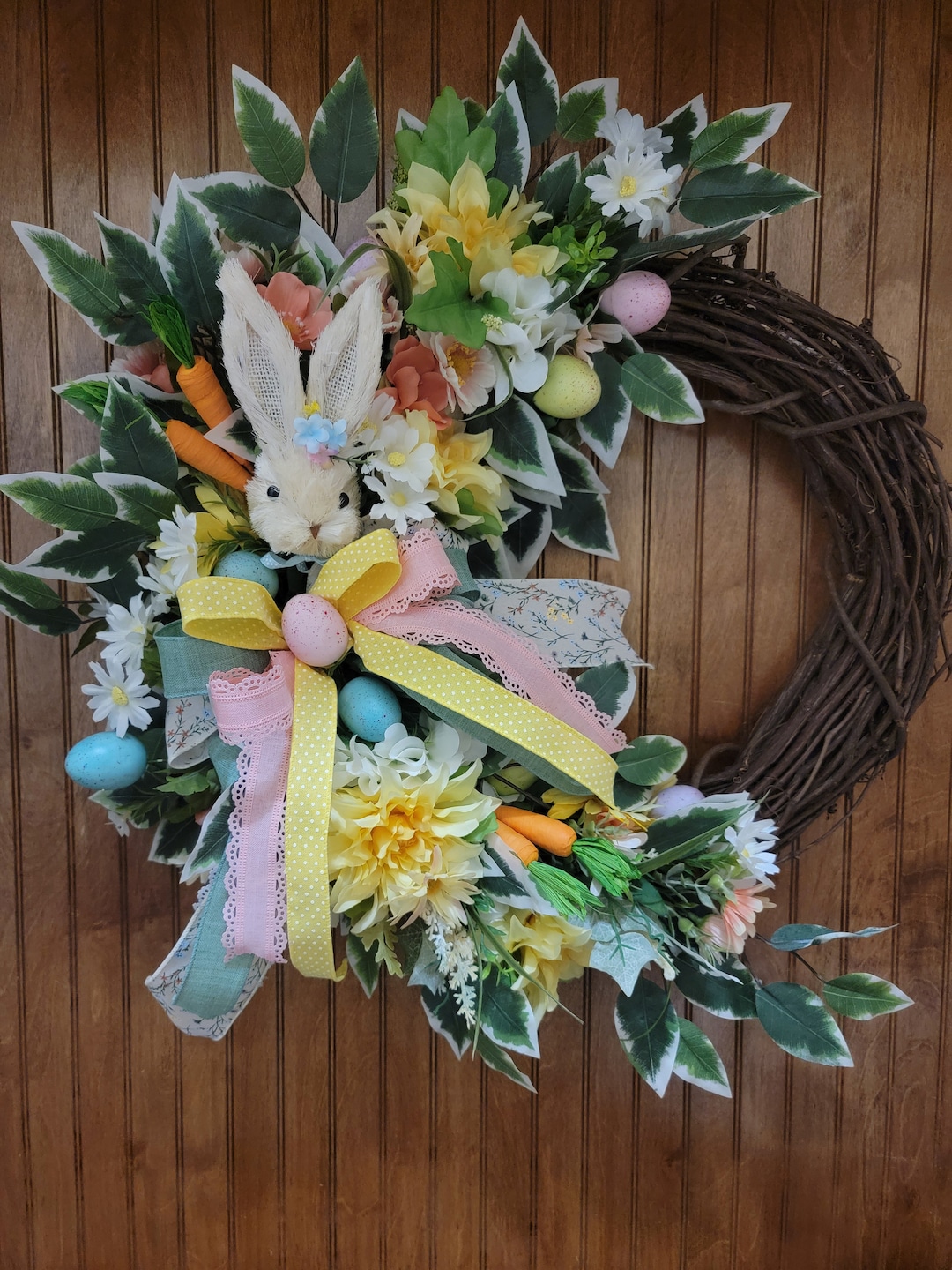 Easter Grapevine Wreath, Easter Wreath for Front Door, Bunny Wreath ...
