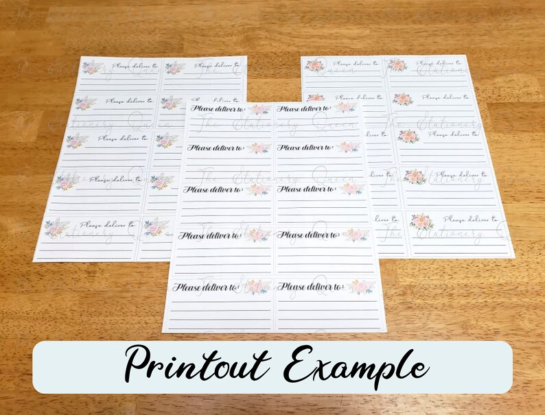 Please Deliver to Printable Labels, 3 Different Flower Styles, DIY ...