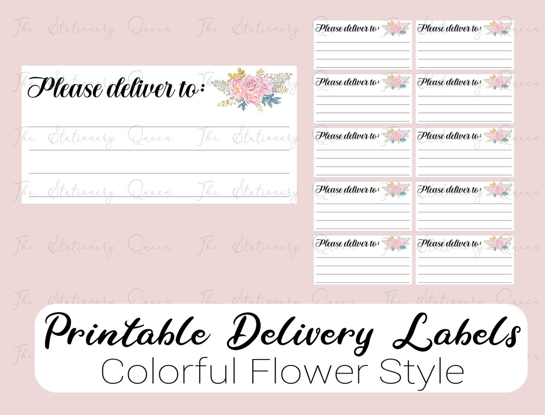 Please Deliver to Printable Labels, Pink Flowers, Make Your Own ...