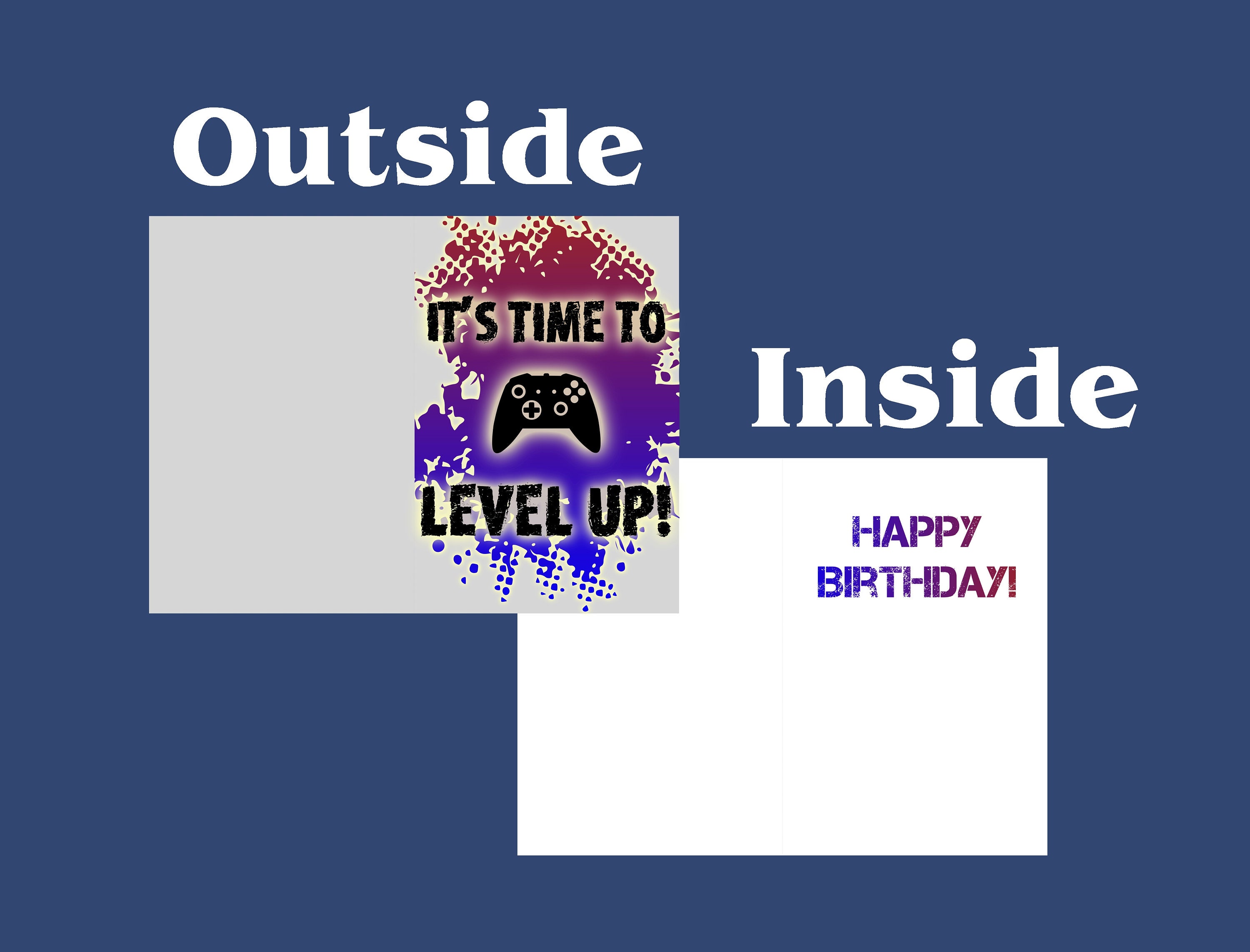 Printable Gamer Birthday Card level Up, Envelope Template Included, PNG ...