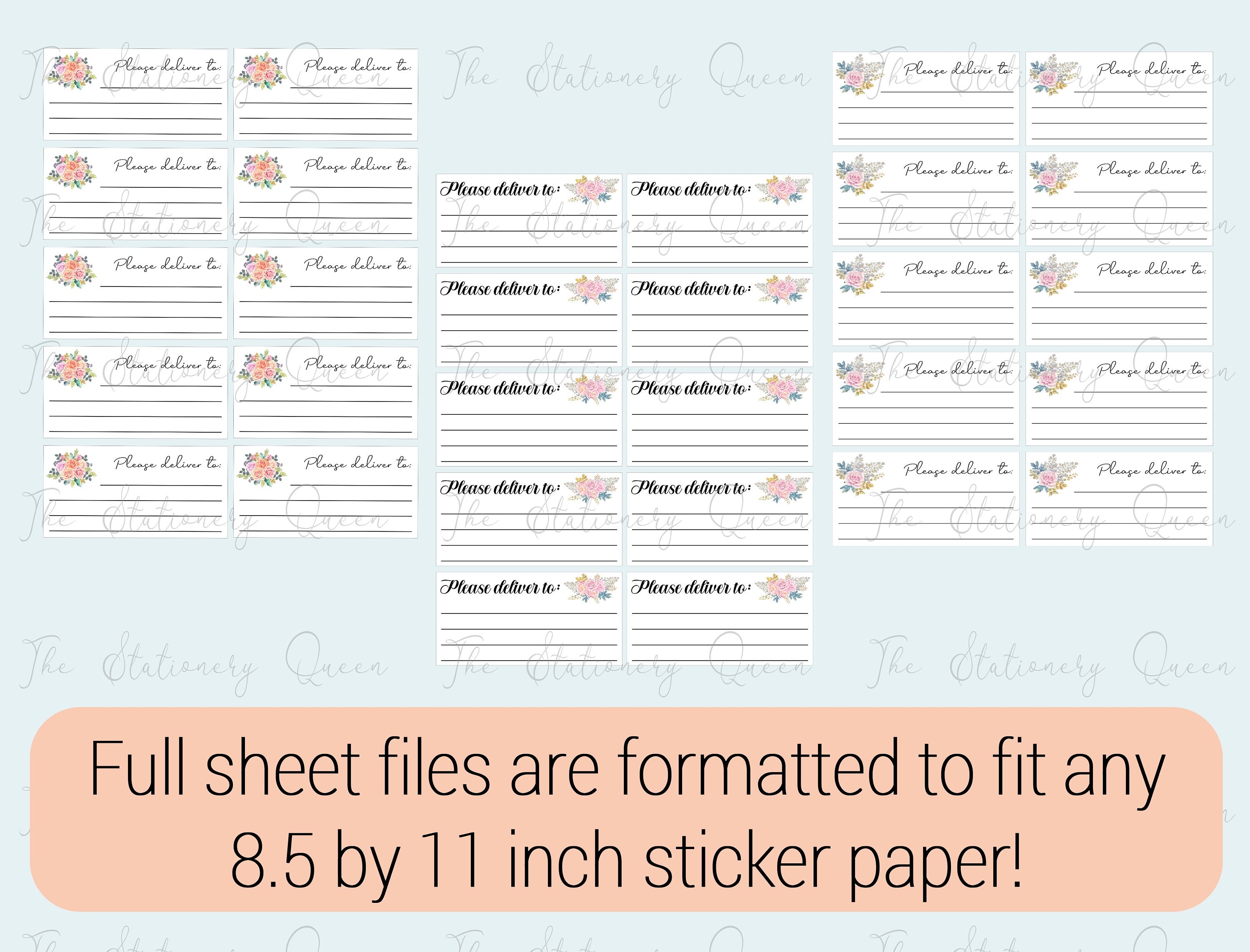 Please Deliver to Printable Labels, 3 Different Flower Styles, DIY ...