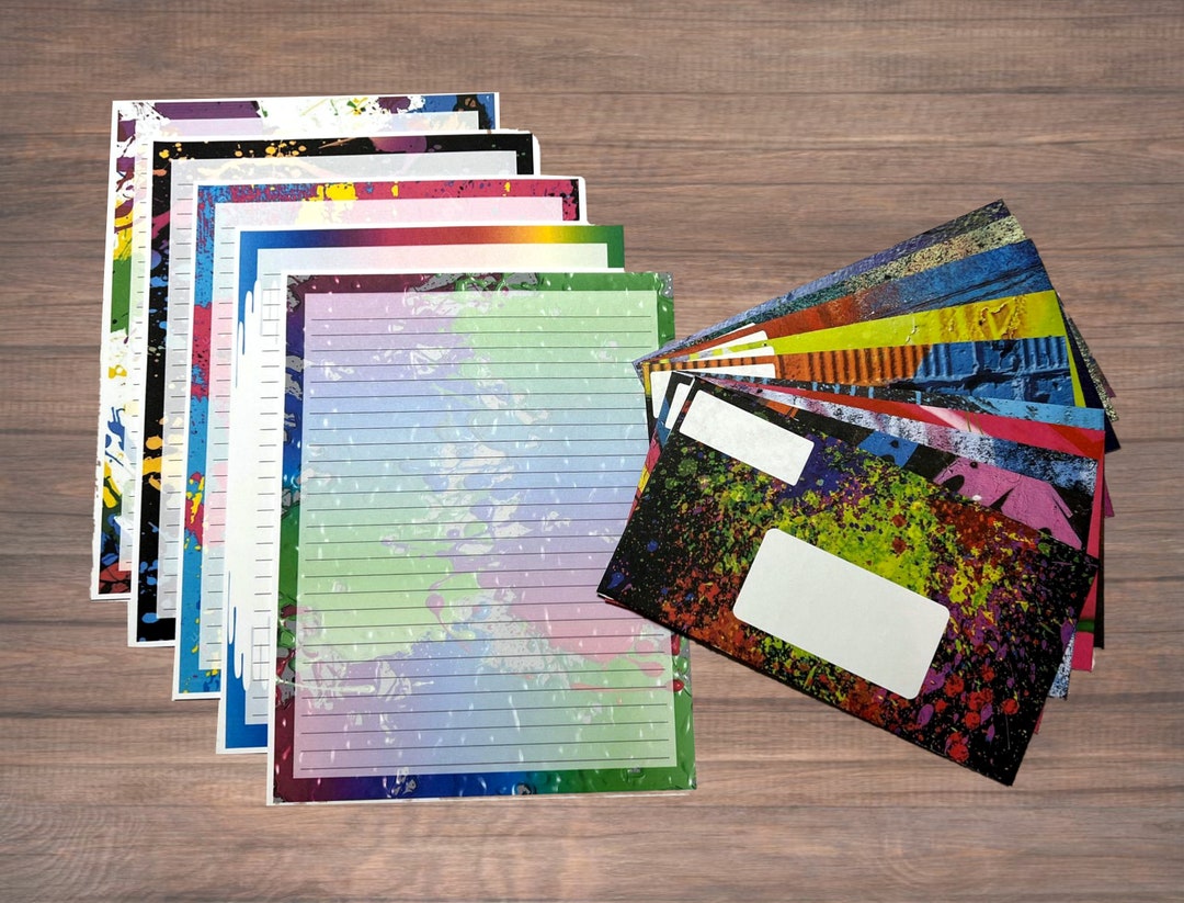 Stationery Set, Paint Theme, 50 Pages and 10 Mailing Envelopes ...
