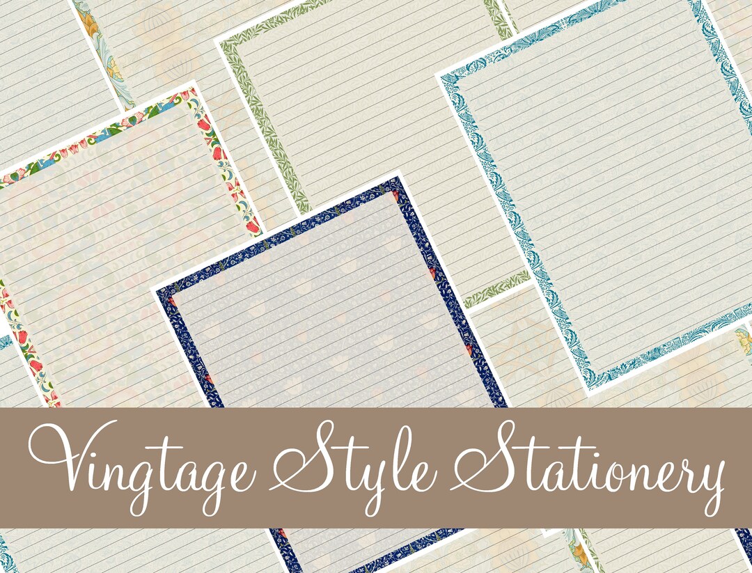 Vintage Style Stationery Paper Pack, 8.5 X 11 Front & Back, 5 Different ...