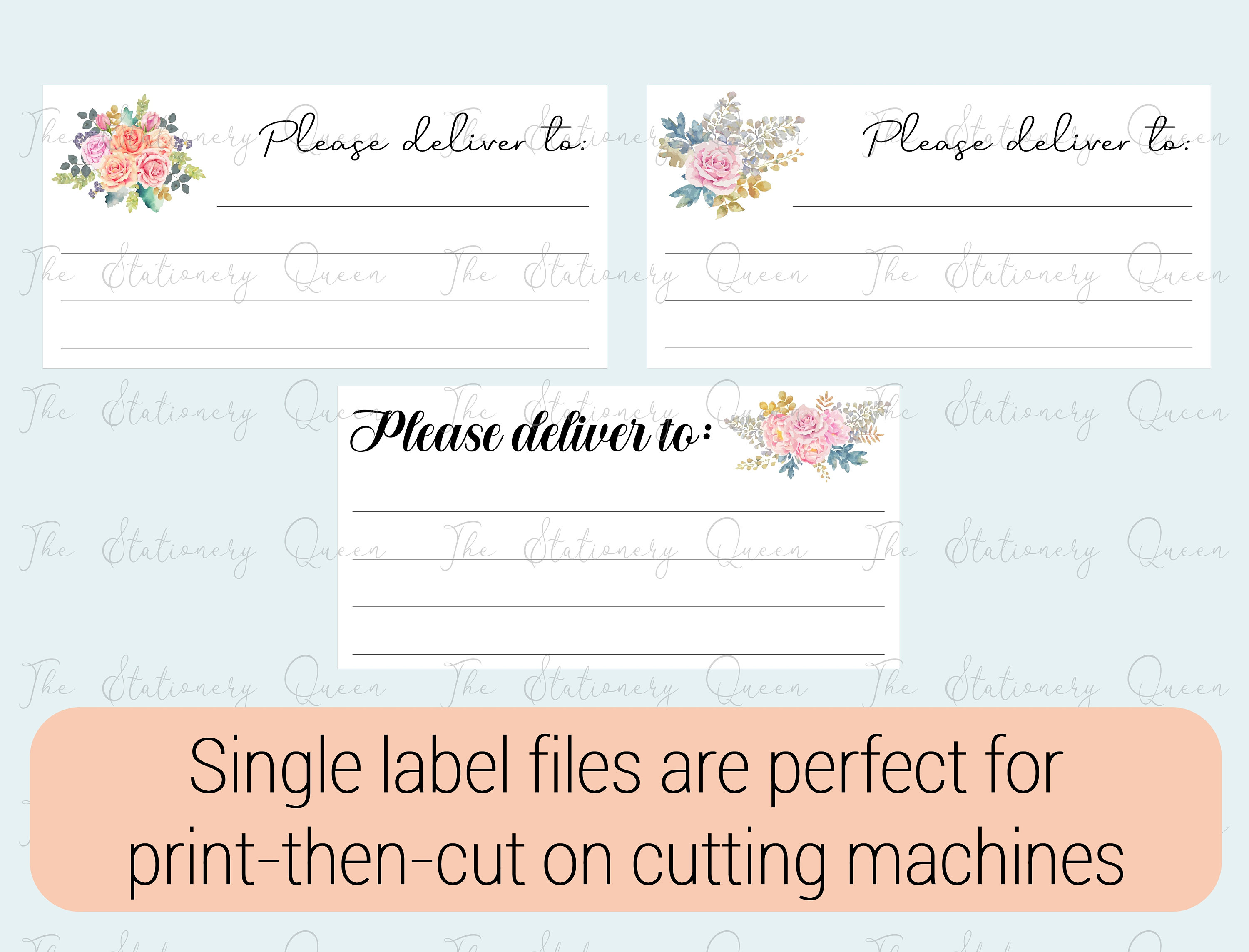 Please Deliver to Printable Labels, 3 Different Flower Styles, DIY ...