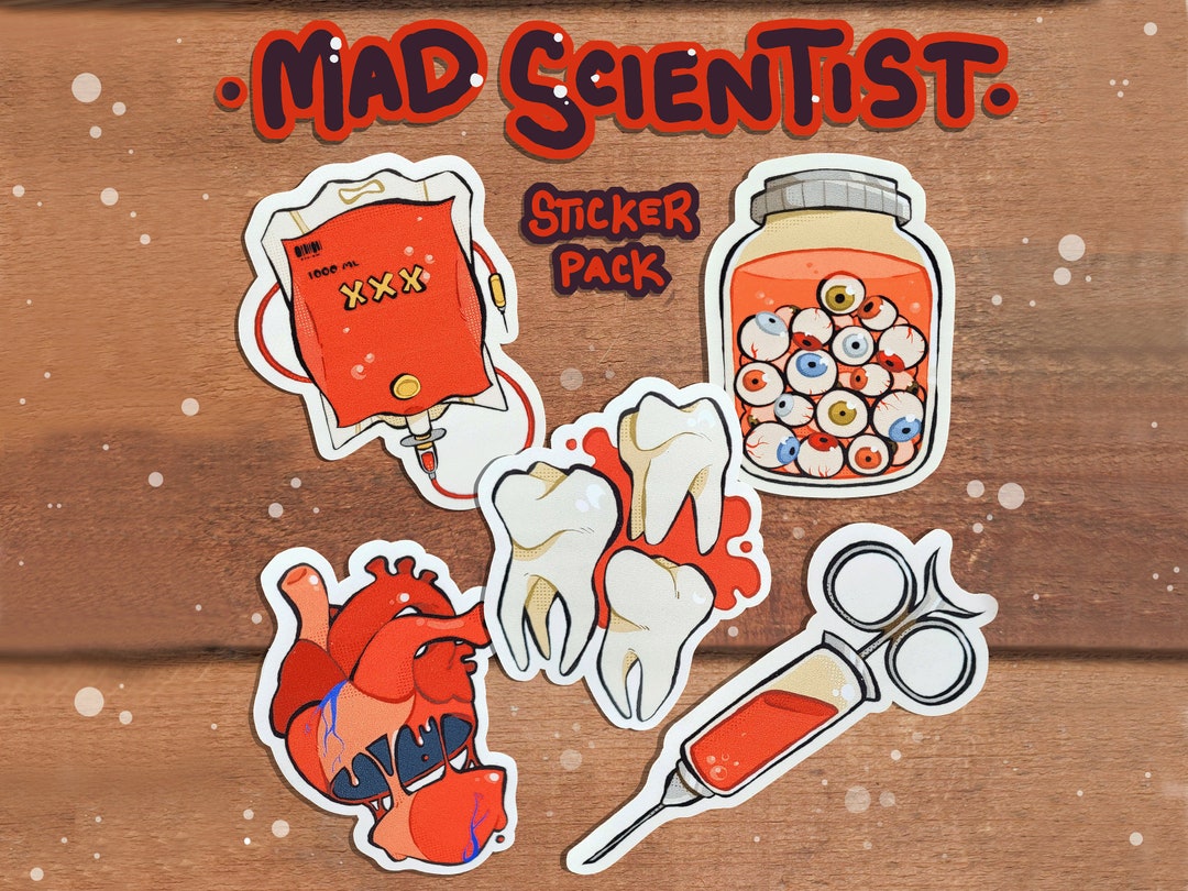 Mad Scientist Sticker Series - Creepy Waterproof Vinyl Stickers - Etsy
