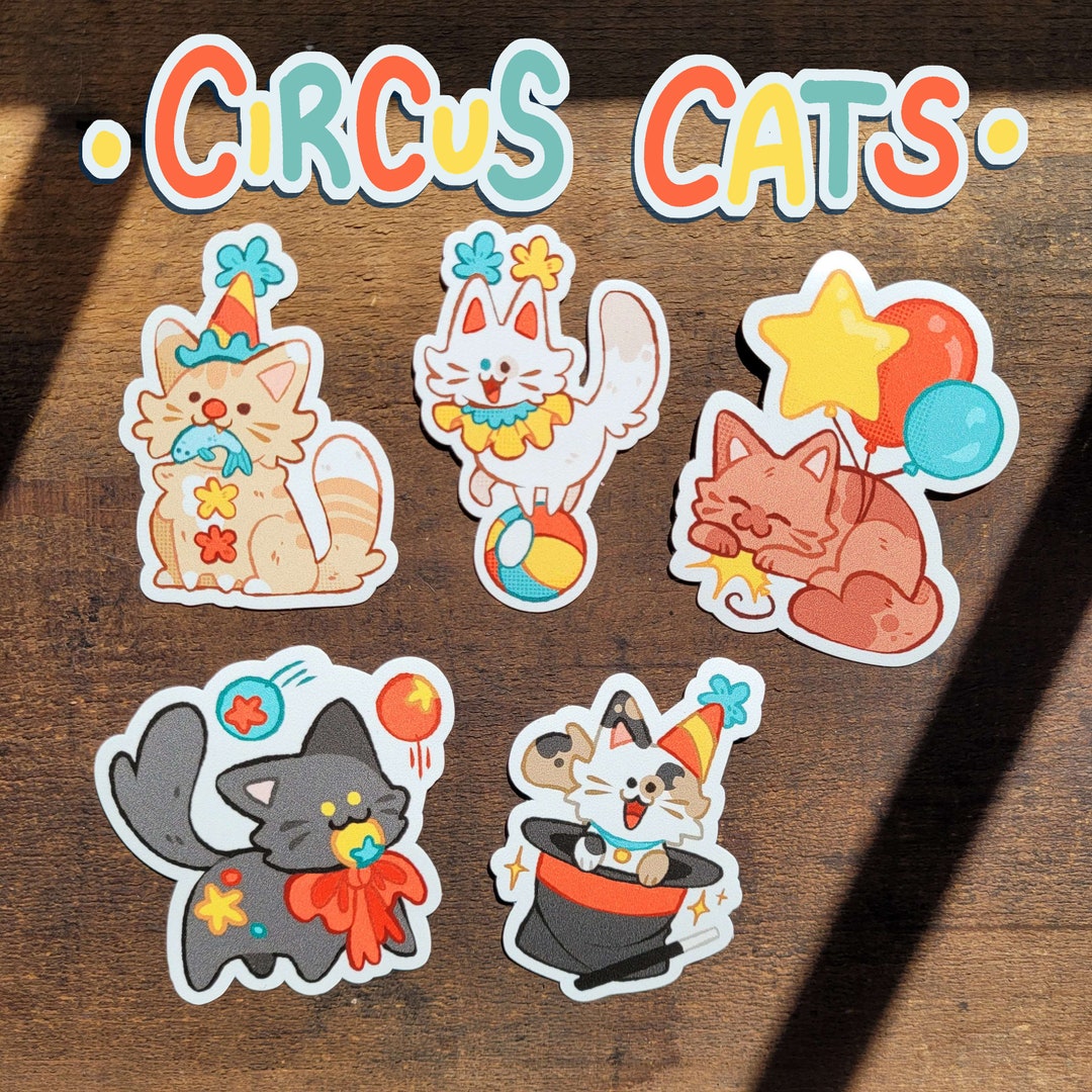 Circus Cats Sticker Series - Clowncore Waterproof Vinyl Stickers - Etsy