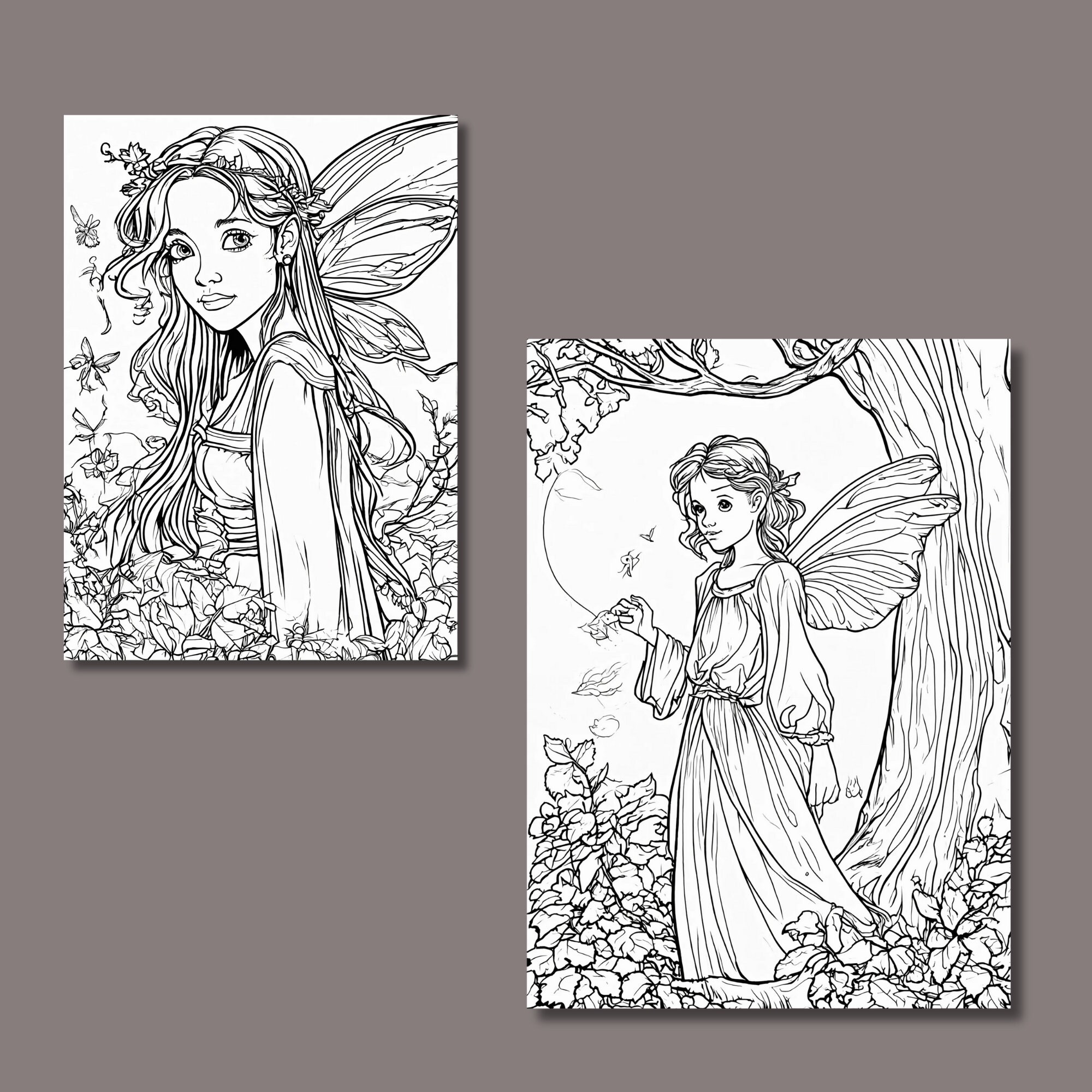 26 Enchanted Fairy Coloring Pages, Adult and Kids Coloring Book ...
