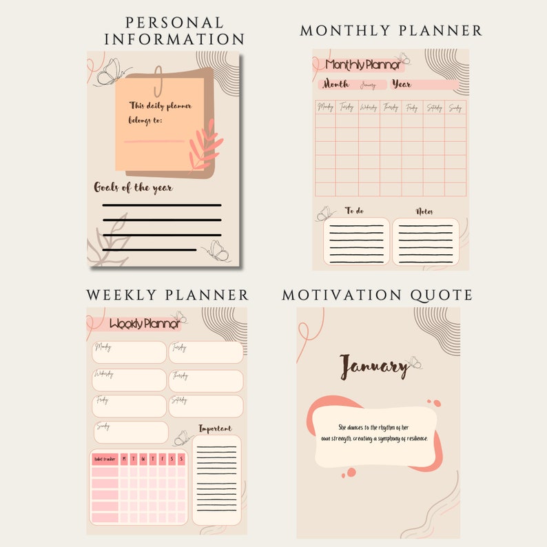 Printable Butterfly Daily Planner, Personal Planner Bundle, Daily ...