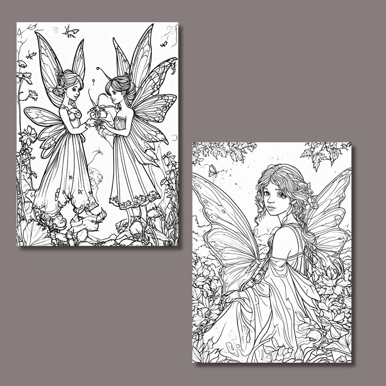 26 Enchanted Fairy Coloring Pages, Adult and Kids Coloring Book ...