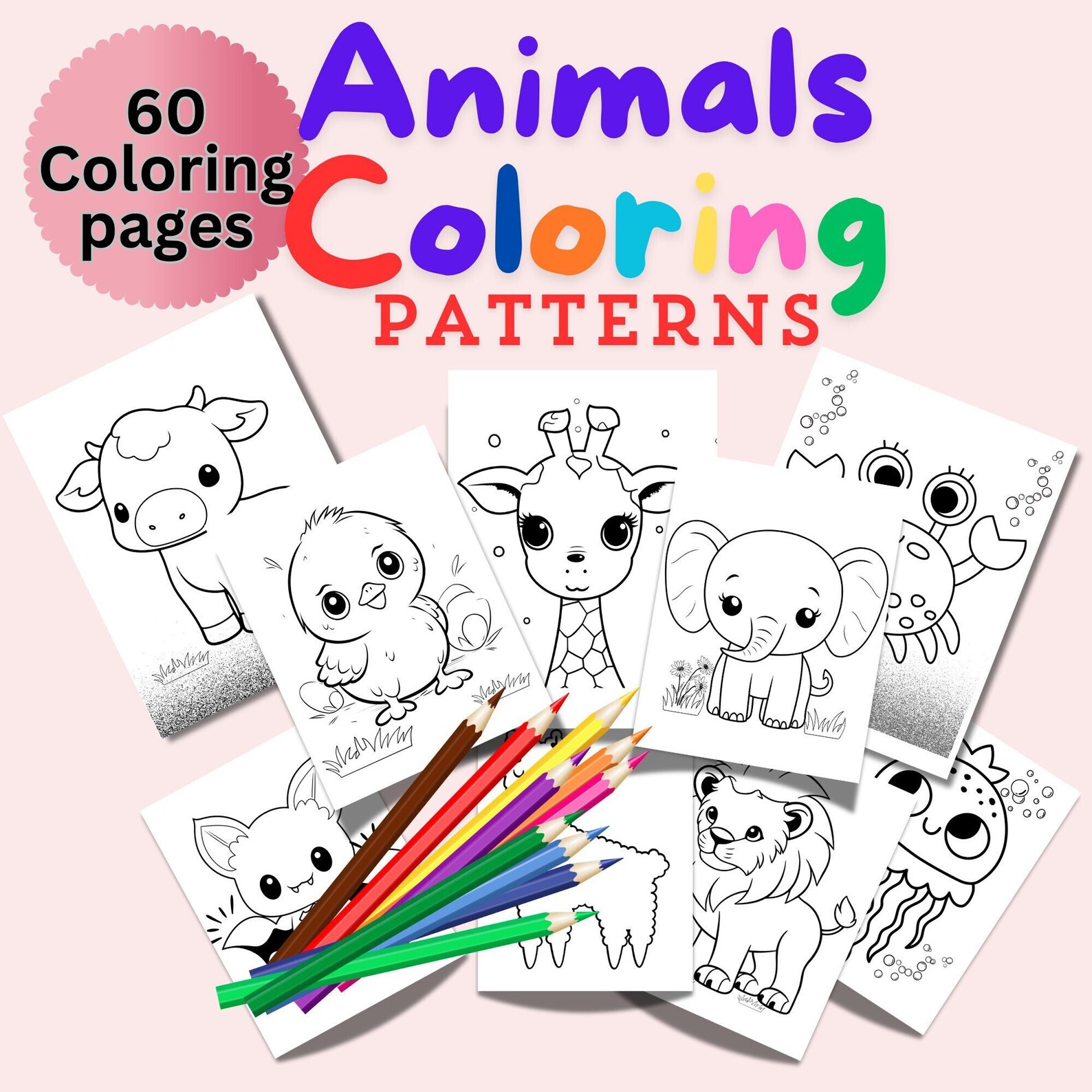 60 Animals Coloring Pages for Kids, Animals Coloring Pages, Kids ...
