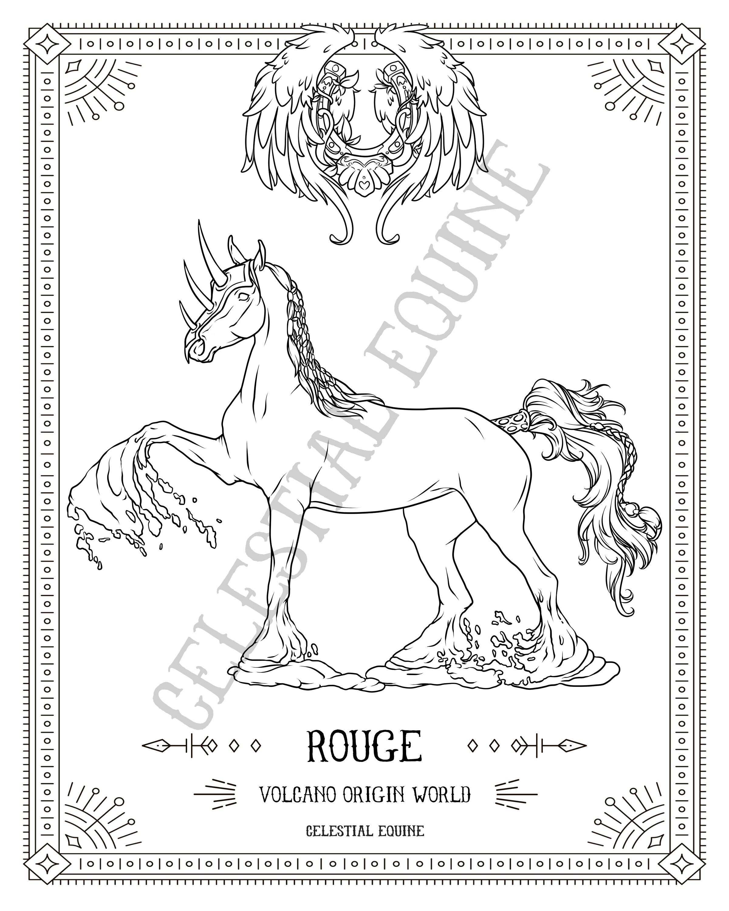 50 Page Fantasy Horse Digital Coloring Book Unicorn Coloring | Etsy