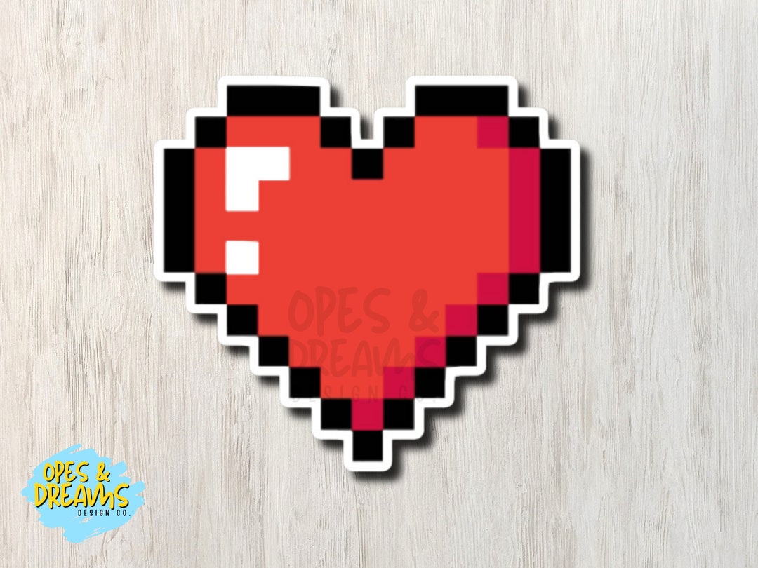 Red Minecraft Heart - Waterproof, Uv-resistant Vinyl Sticker - Etsy