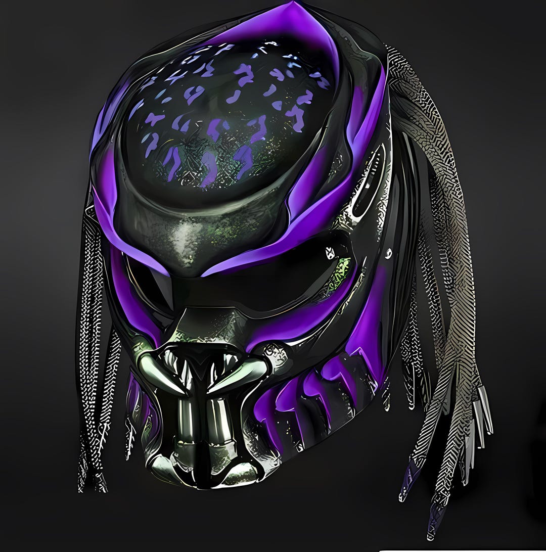 Custom Predator Motorcycle Helmet Had-painted Purple Water (dot & Ece ...