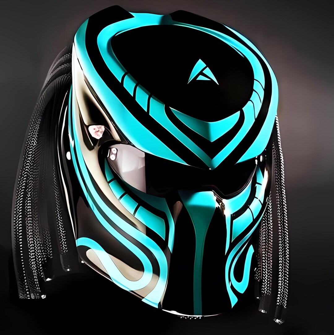 HOT !!! Predator Motorcycle Helmet Blue Light Line (dot & Ece Approved ...