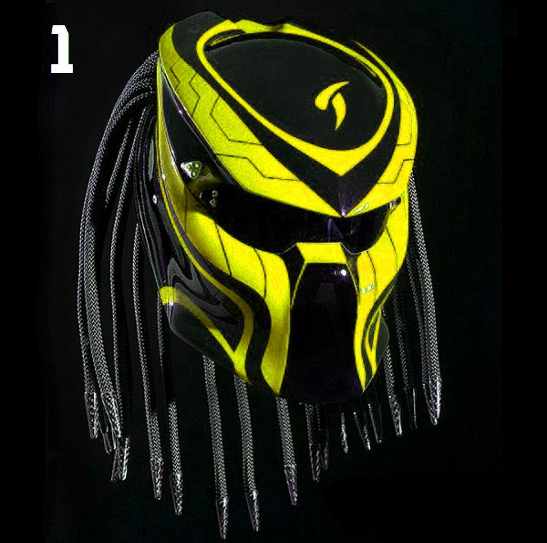 Custom Predator Motorcycle Helmet Had-painted Yellow Line (dot & Ece ...