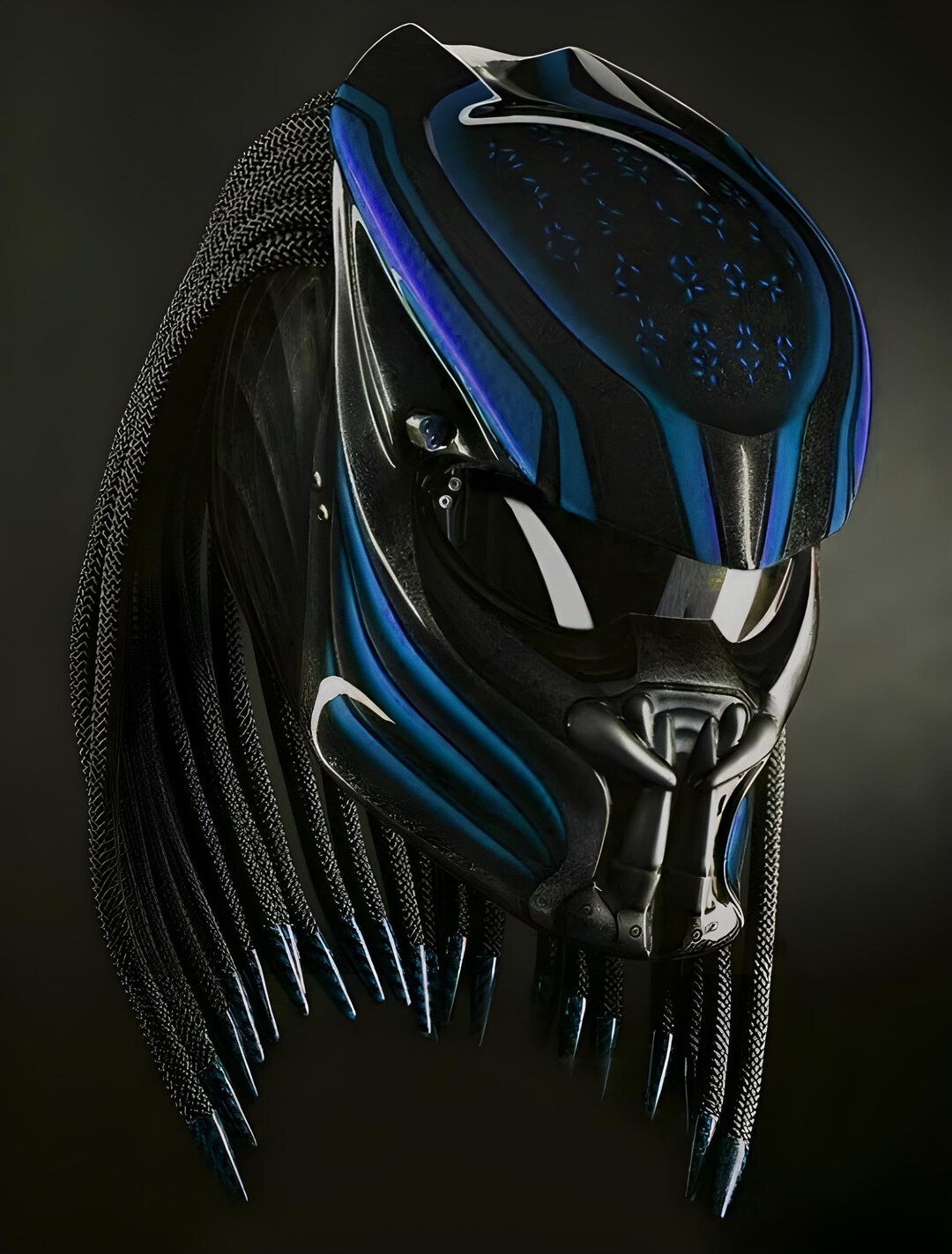 Custom Predator Motorcycle Helmet Had-painted Blue Lava (dot & Ece ...
