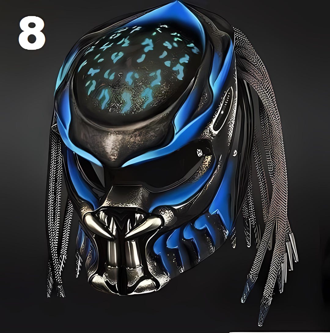 Custom Predator Motorcycle Helmet Had-painted Blue Water (dot & Ece ...
