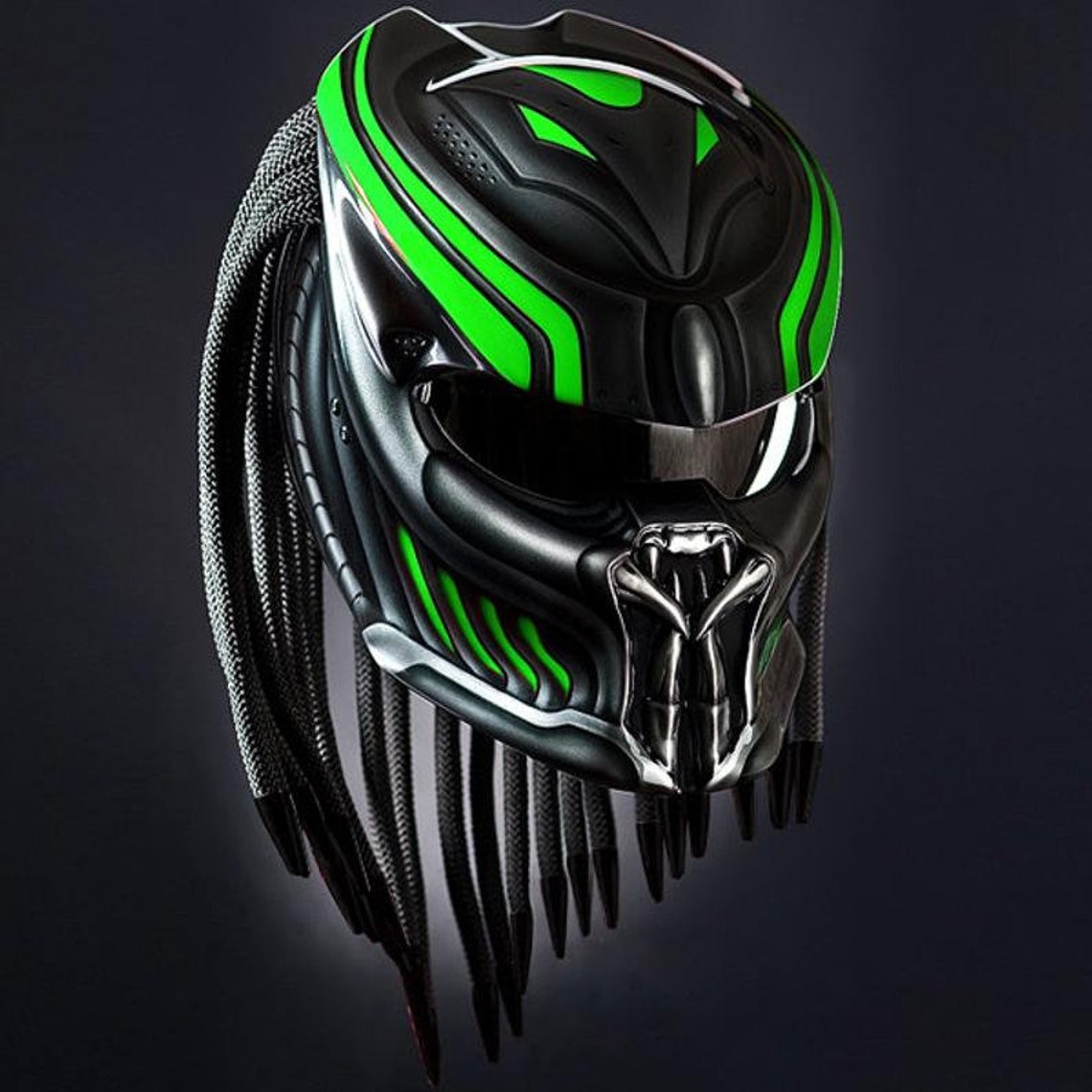 New Arrival Predator Motorcycle Helmet Airbrushing Fangs Green Graphic ...