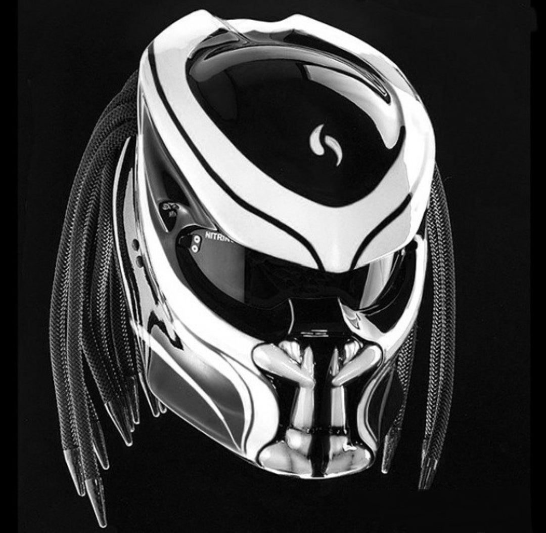 New Custom Predator Motorcycle Helmet White Classic (dot & Ece Approved ...