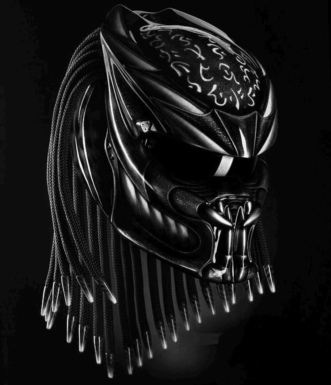 Custom Predator Motorcycle Helmet Had-painted Fire White (dot & Ece ...