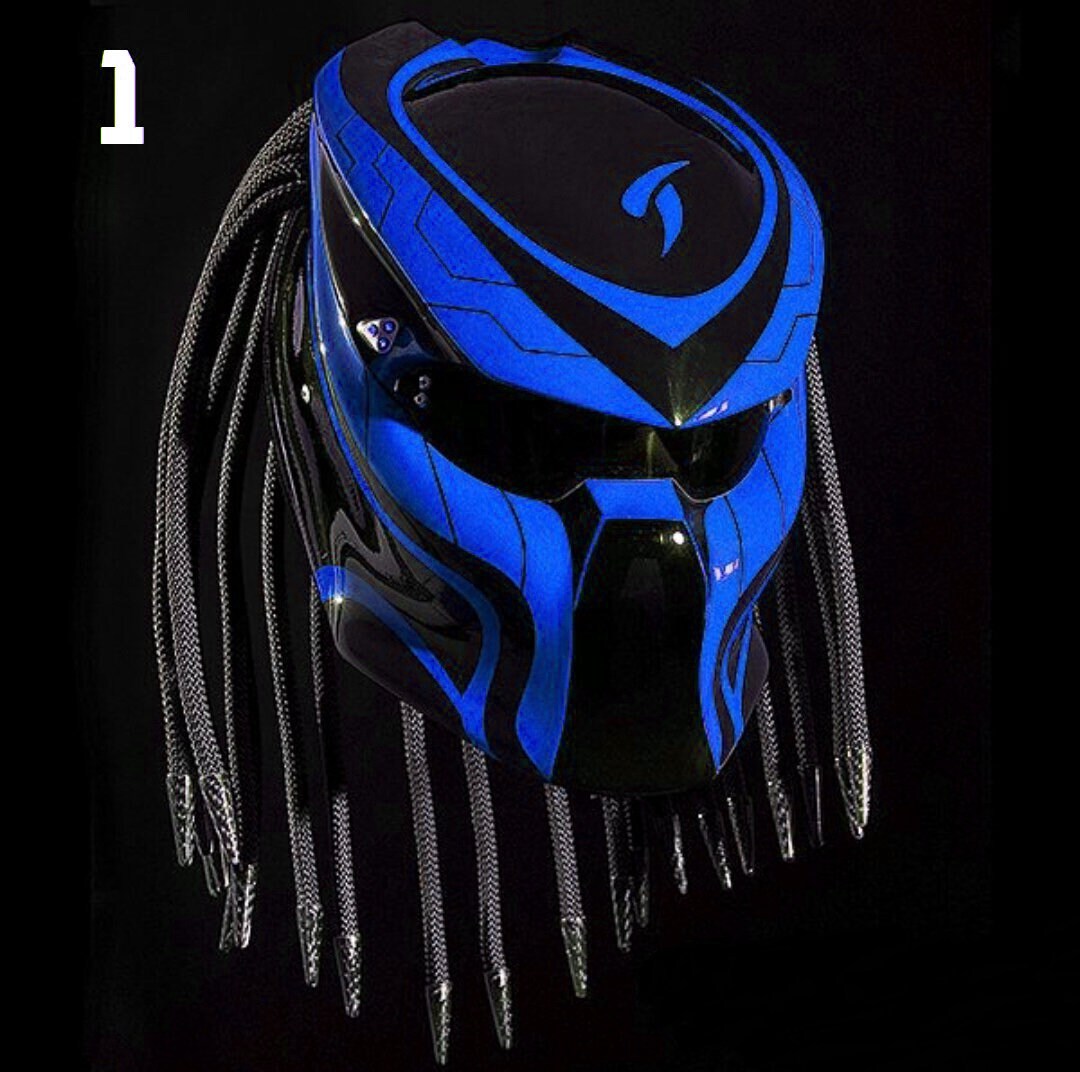 Custom Predator Motorcycle Helmet Had-painted Blue Line (dot & Ece ...
