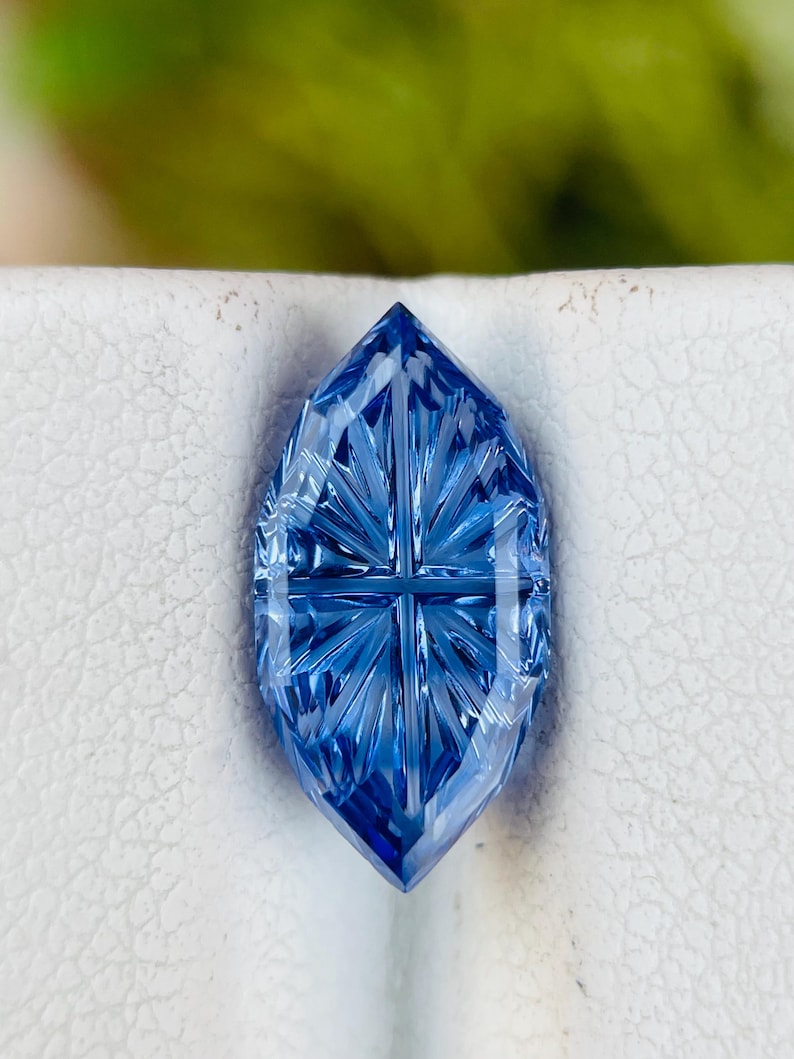 Lab Grown Bio Colour Blue Sapphire Fantasy Cut Gemstone: Pear Shape, 2. ...