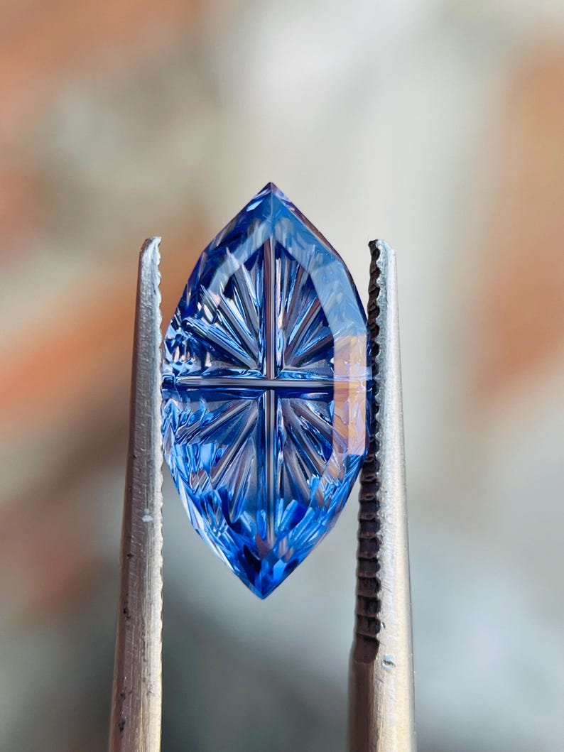 Lab Grown Bio Colour Blue Sapphire Fantasy Cut Gemstone: Pear Shape, 2. ...