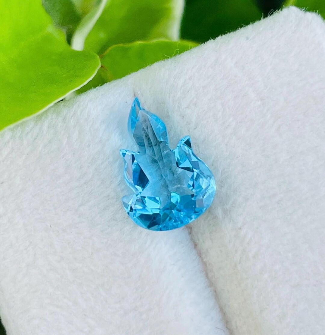 Natural Swiss Blue Topaz Fire Cut Special Custom Cut Gemstone for ...