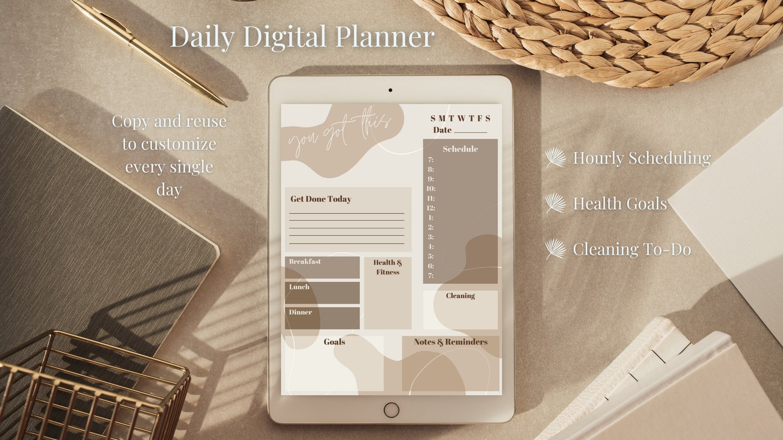 Neutral Daily Digital Planner | Printable Planner |ipad Planner ...