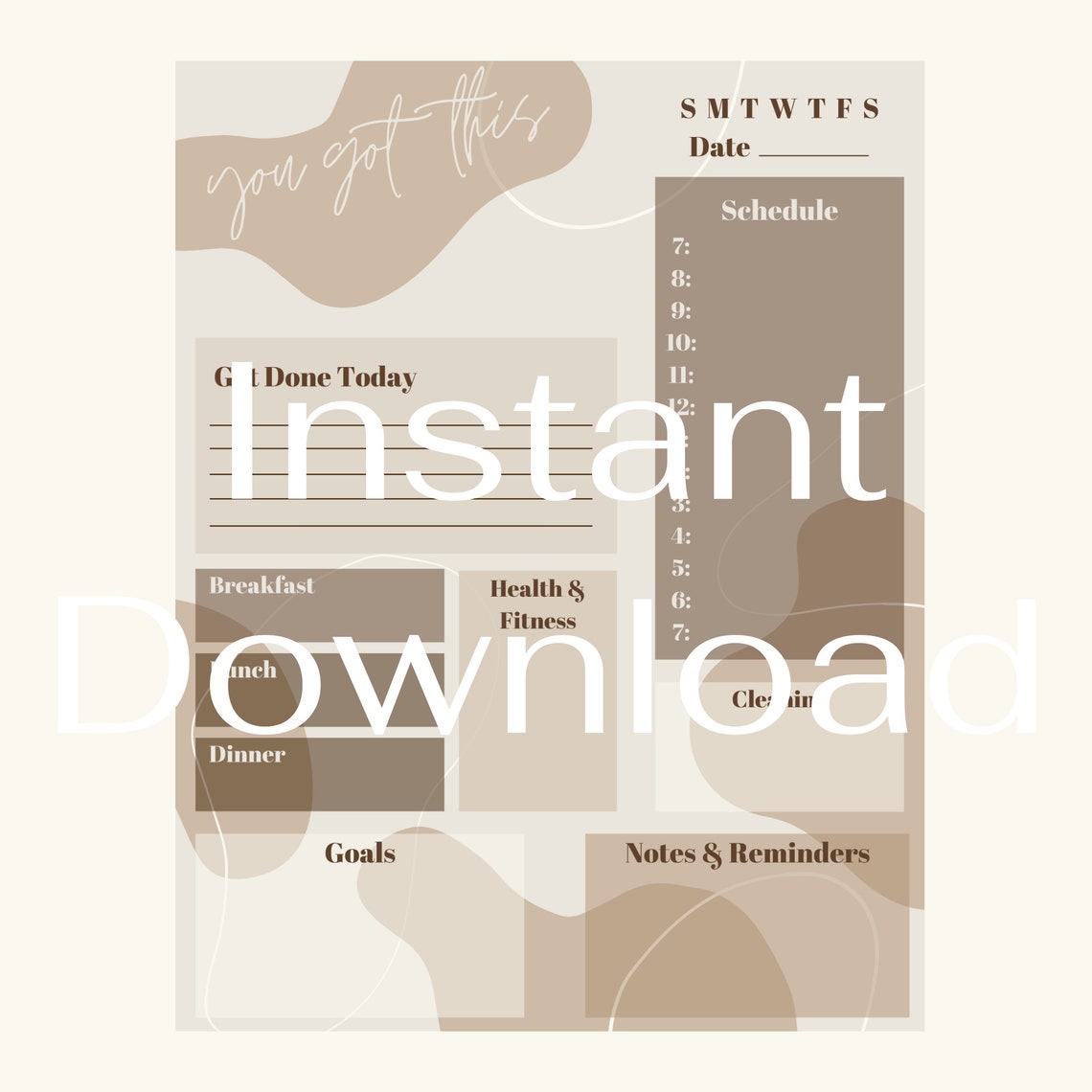 Neutral Daily Digital Planner | Printable Planner |ipad Planner ...