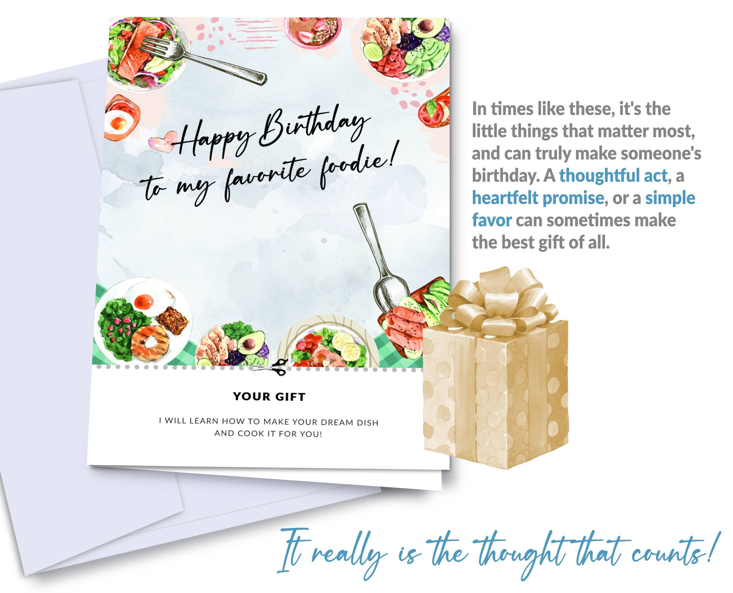 Printable Birthday Card for A Foodie | Food Lover Greeting Card ...