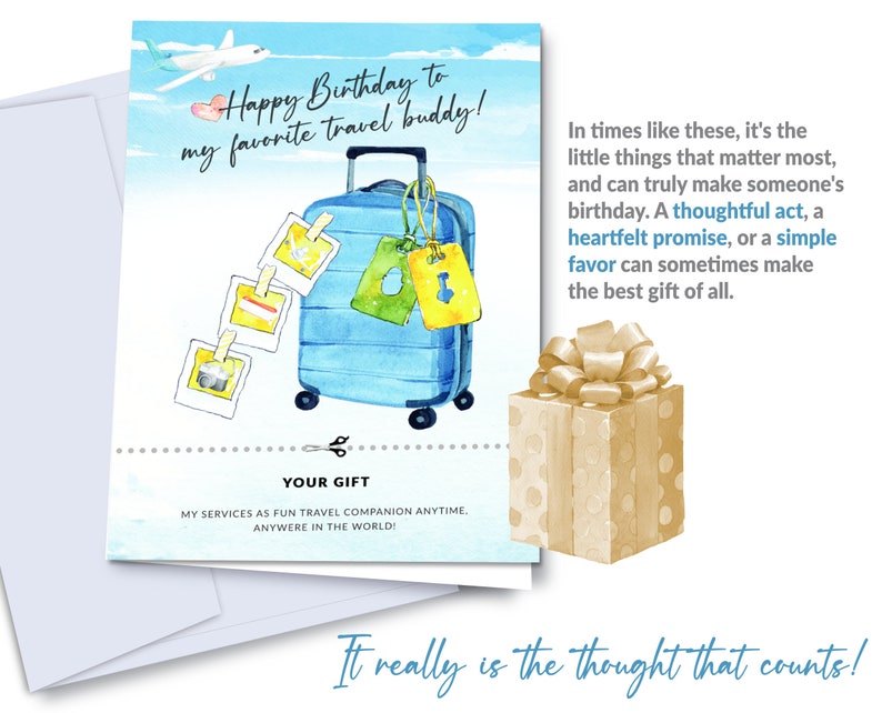 Printable Birthday Card for Travel Buddy Watercolor Design Greeting ...