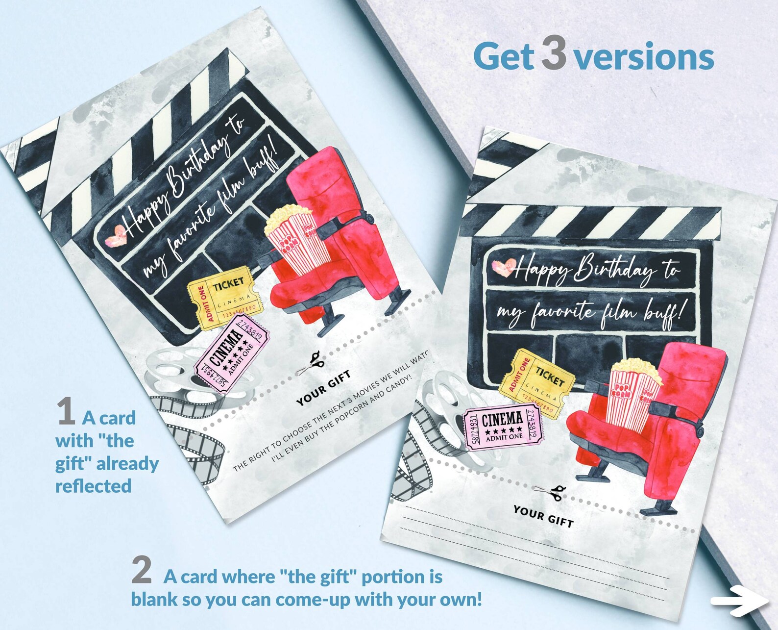 Printable Birthday Card for A Film Buff | Movie Lover Greeting Card ...