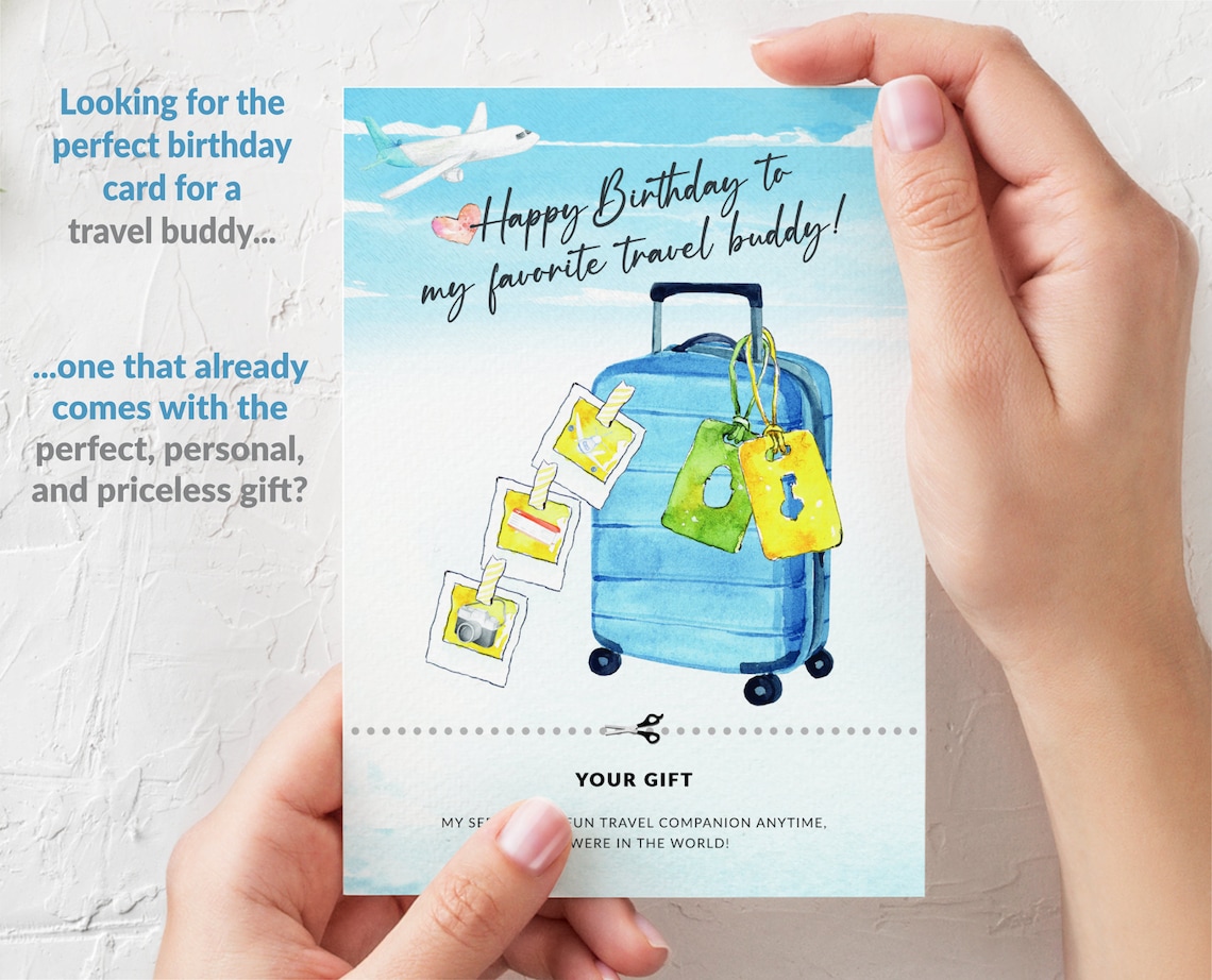 Printable Birthday Card for Travel Buddy Watercolor Design Greeting ...
