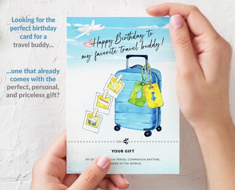 Printable Birthday Card for Travel Buddy Watercolor Design Greeting ...