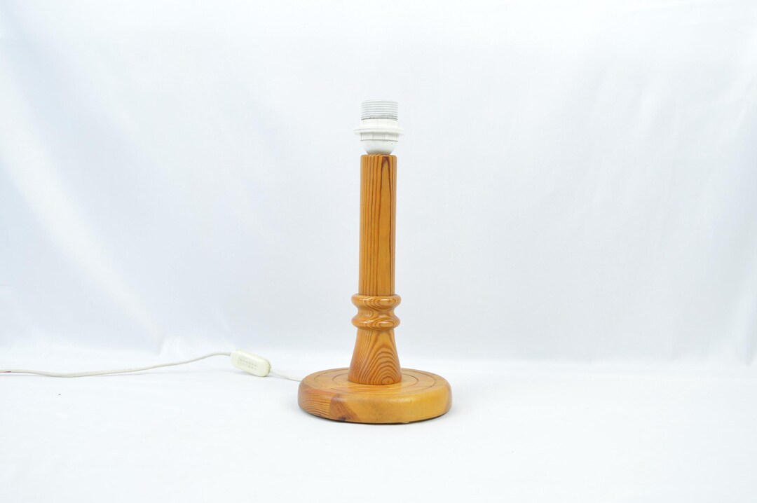 Vintage Handmade Heavy Pine Wood Lamp Base From Scandinavia - Unique ...
