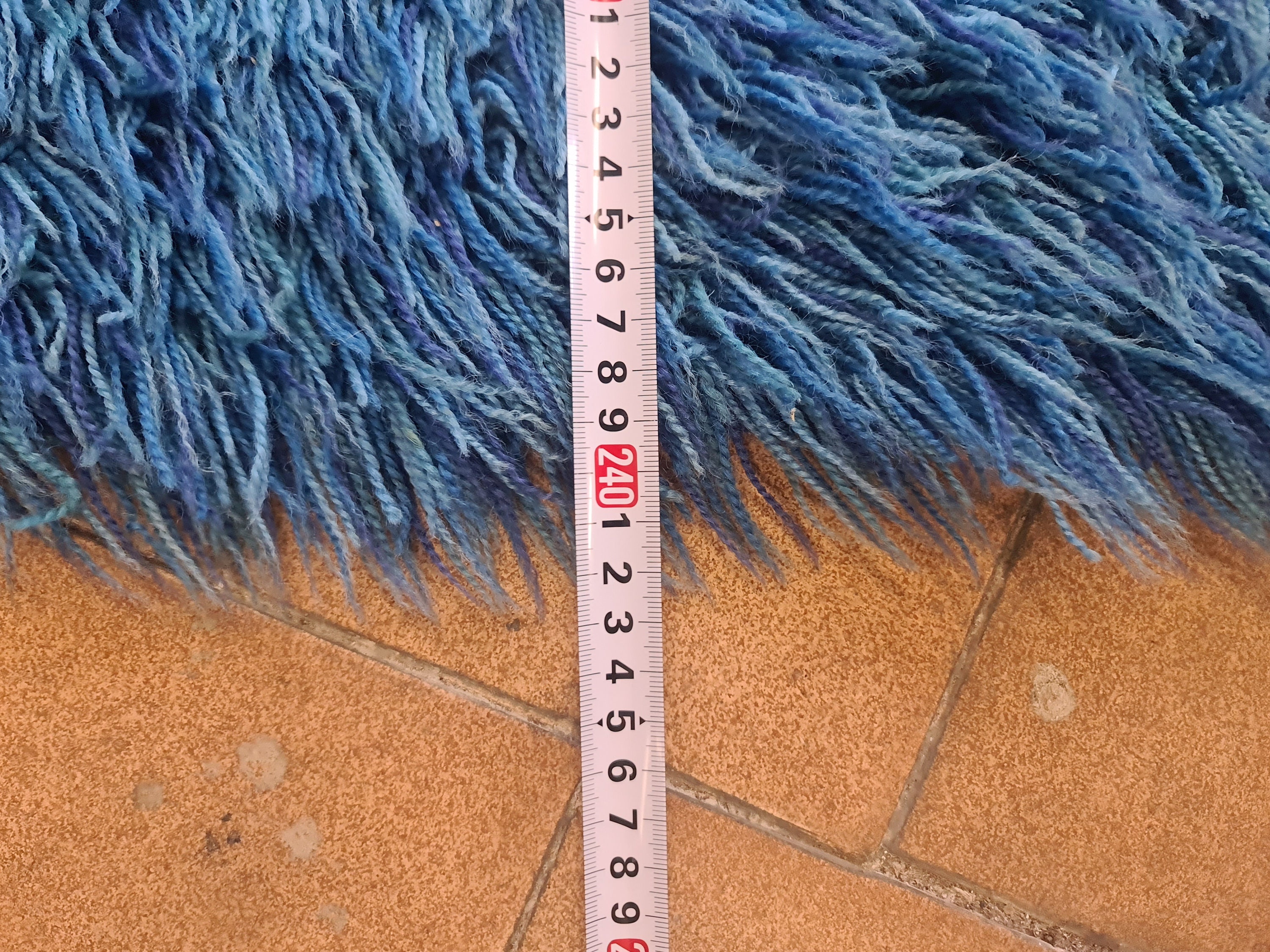 Blue Scandinavian Soft High Pile Rug, Minimalist Vintage Wool Rya Rug ...