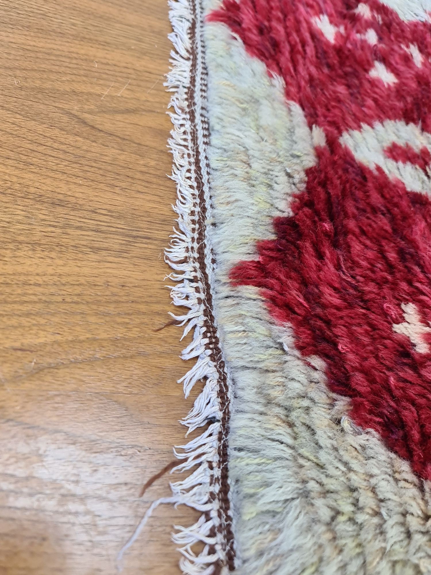 Scandinavian Rya Rug Modern Geometric Red Abstract Vintage Rye Rug ...