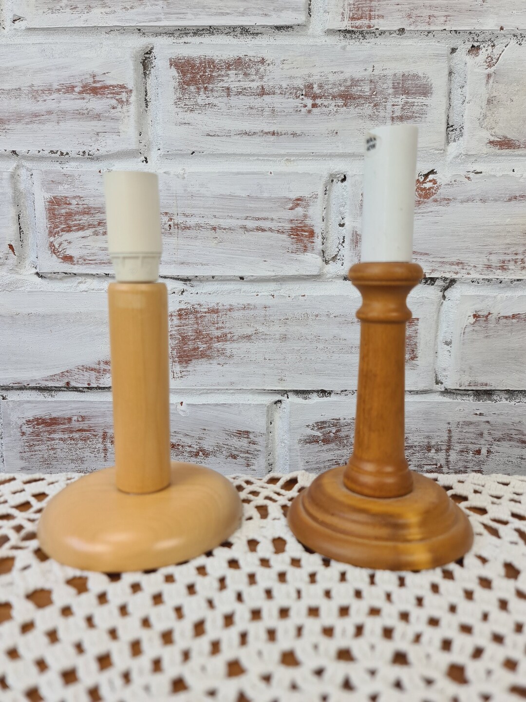 Bedside Wood Lamp Base Rustic Handmade Lamp Small Lamp Vintage Table ...