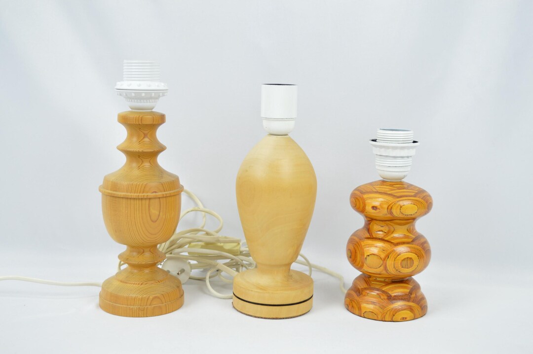 Wood Vintage Lamp Base Vintage Handmade Wooden Table Lamps From Sweden ...