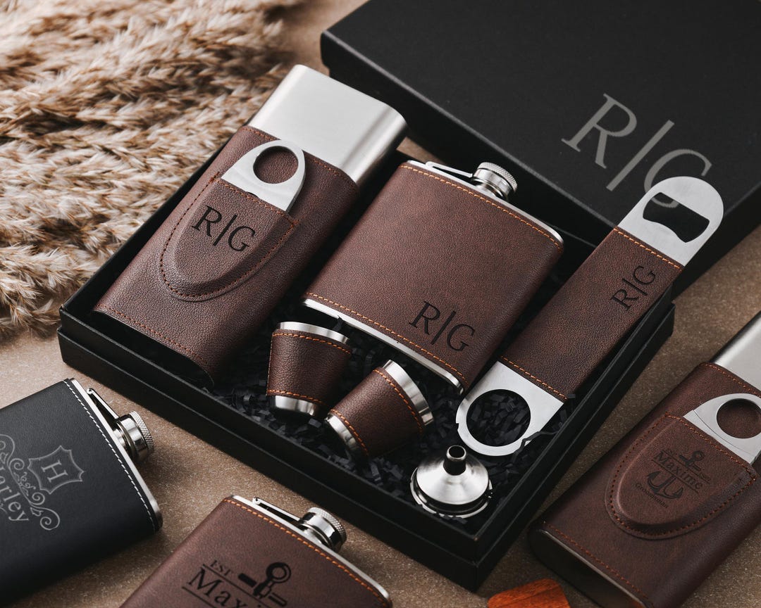 Engraved Men Cigar Case Set - Personalized Cigarcase With Flask ...