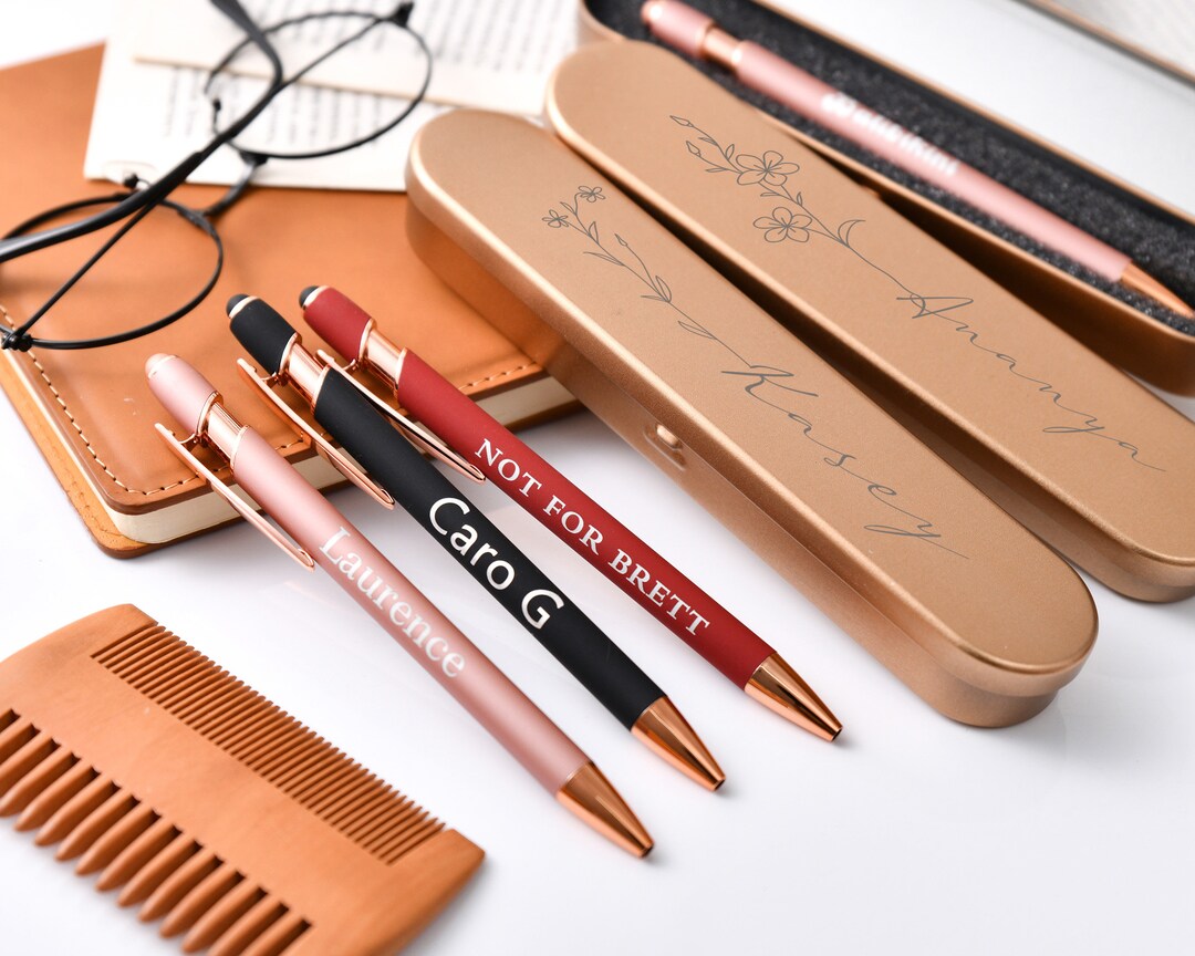 Engraved Rose Gold Pen Set, Personalized Pen Gift for Women, Customized ...