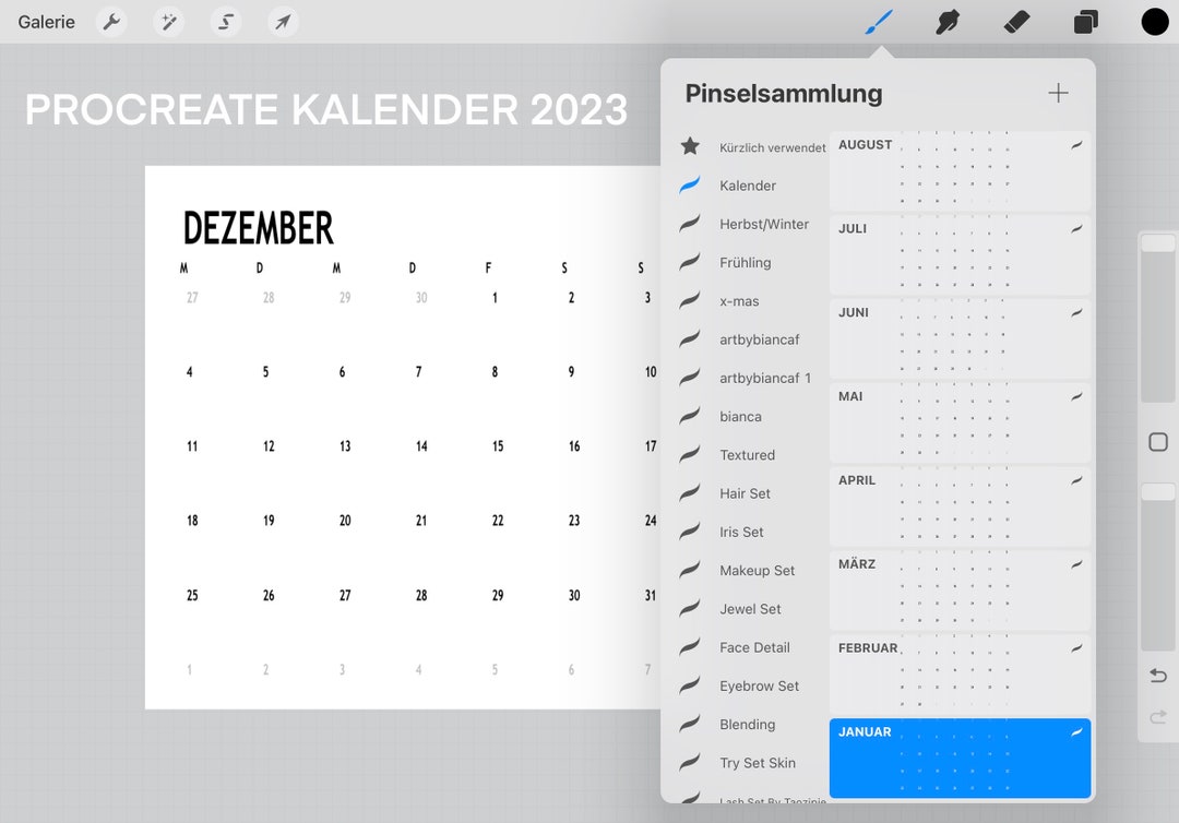Procreate Calendar Stamp Brush 2023, Perfect for Planner Creating ...