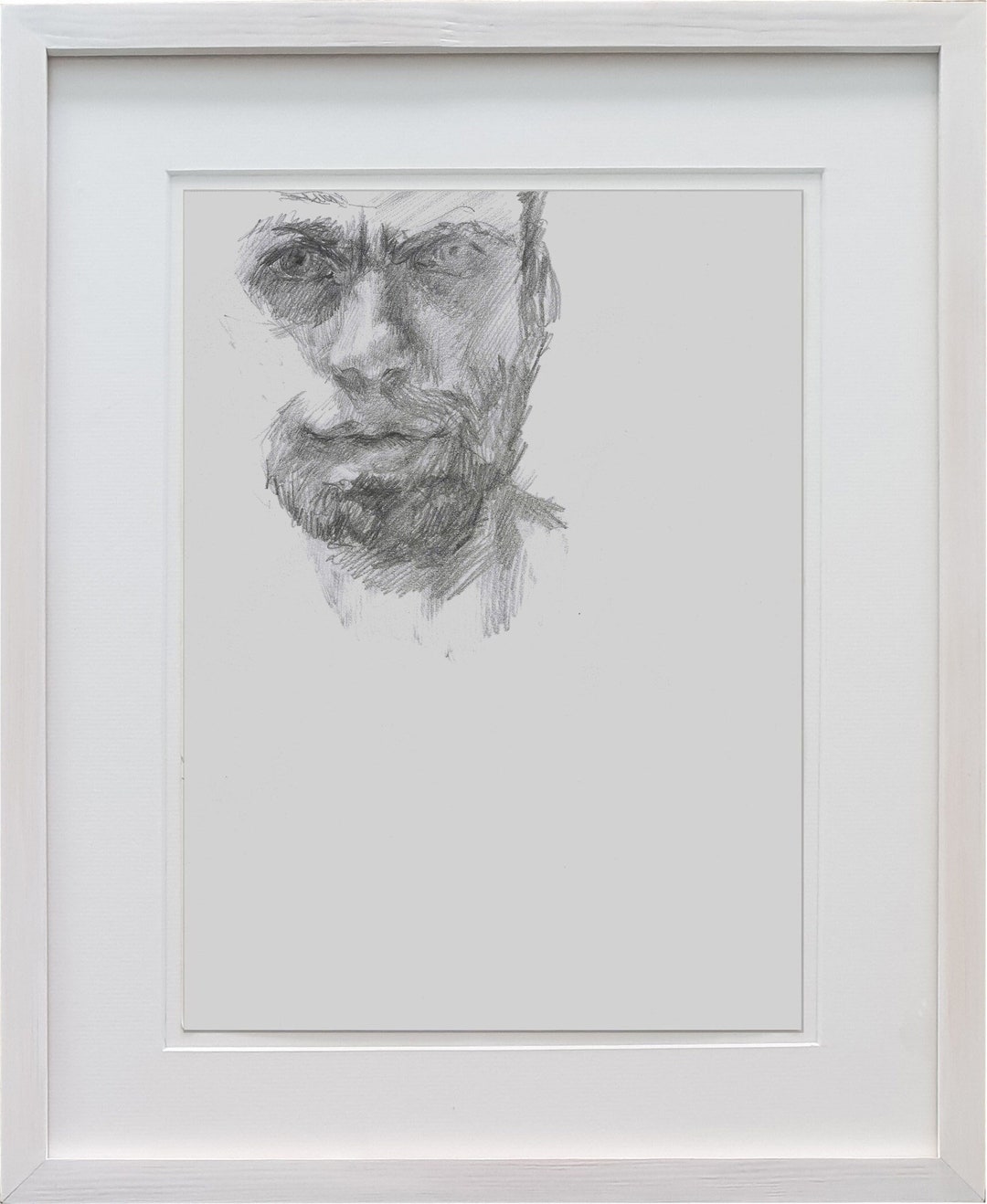 Partial Face Framed Pencil Drawing Original and Giclee Art Print - Etsy