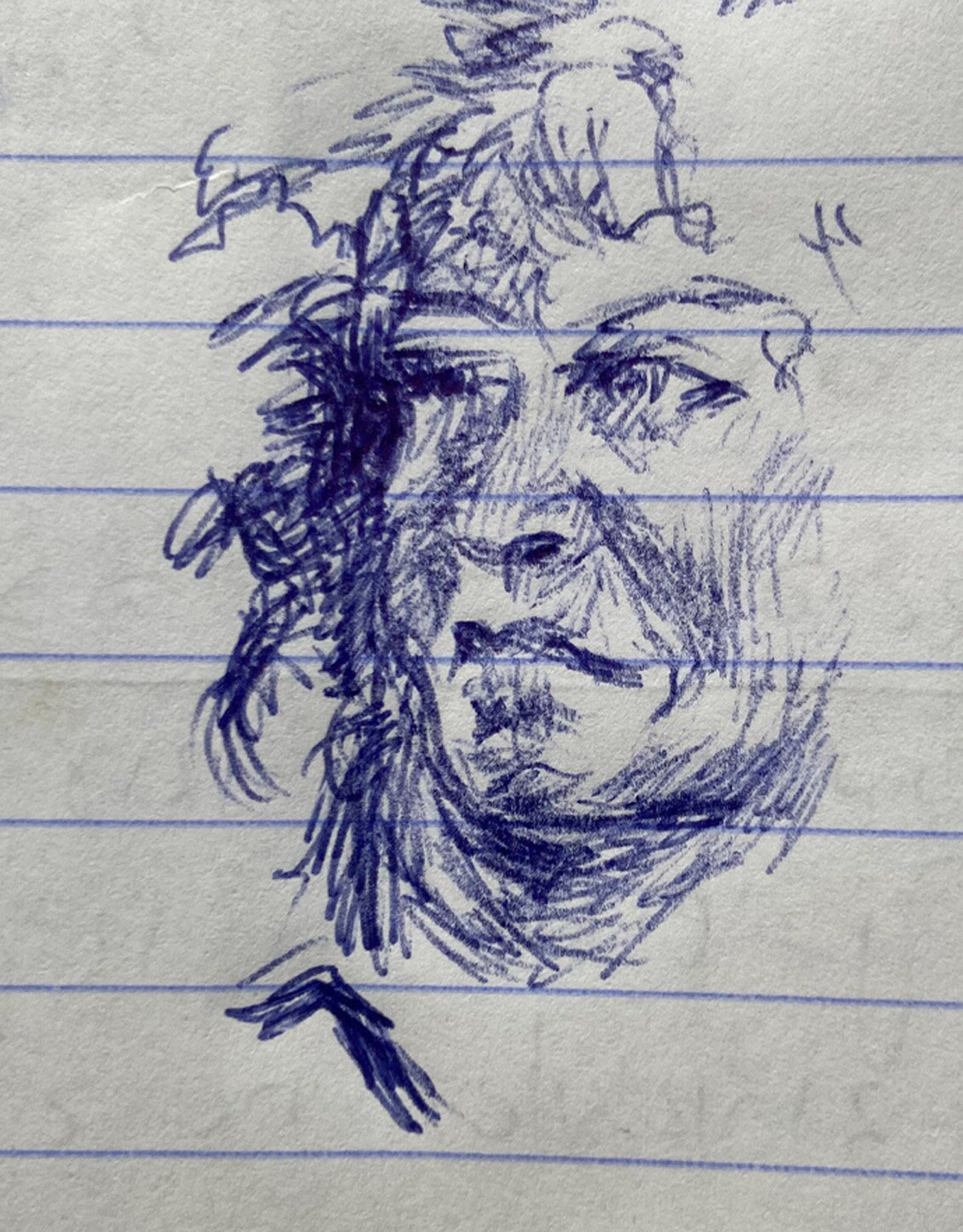 Enlarged Face Sketch - Psychotherapy Classmate - Unique Pen Drawing ...