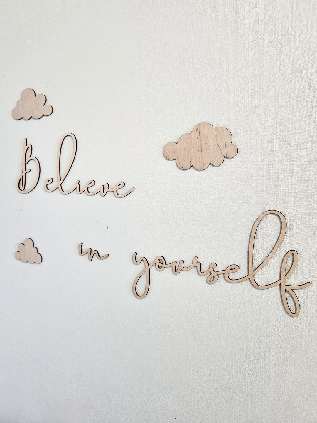 Kids Wall Decor – Believe in Yourself Wooden Sign, Inspirational Quote ...