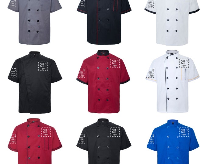 TOPTIE Custom Chef Coat Short Sleeve Chef Jacket Heat Transfer ...