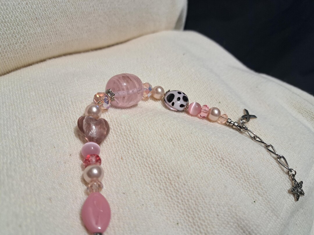 Pink Beaded Breast Cancer Awareness Bracelet: Pearl & Glass - Item ...